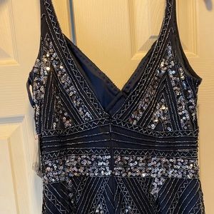 MARINA | Dresses | Marina Navy Deco Beaded Mesh Aline Gown | Poshmark